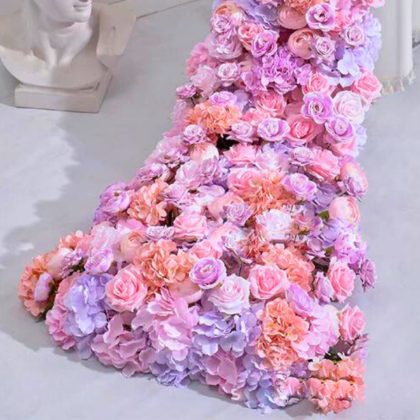 LUXE Romantic Purple & Pink Rose Table Runner - 78 Inches