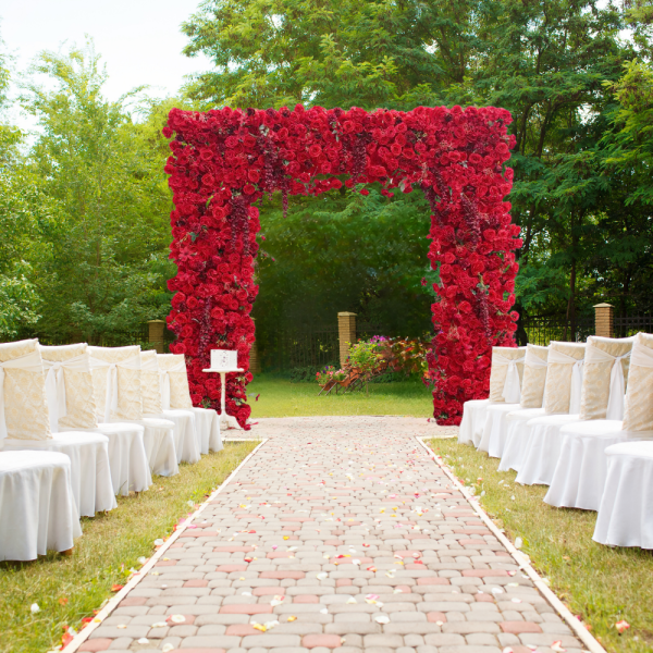 8ft LUXE Red Rose & Wisteria Square Floral Arch with Optional Pipe Kit ...