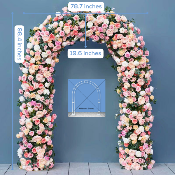 8ft LUXE Light Pink & White Rose & Green Leaf Floral Arch with optional ...