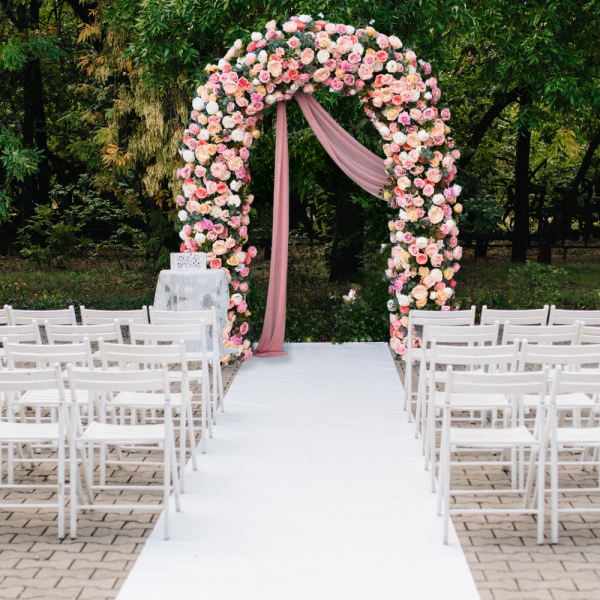 8ft LUXE Light Pink & White Rose & Green Leaf Floral Arch with optional ...