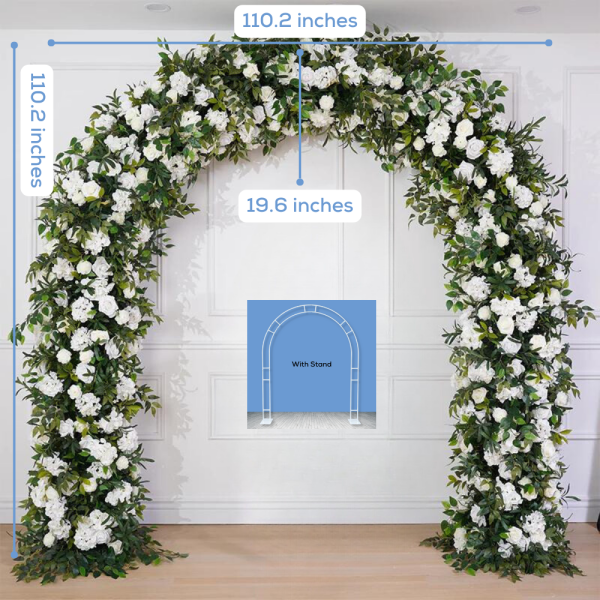 8ft LUXE White Rose, Hydrangea, Green Leaves Mixed Floral Arch with ...