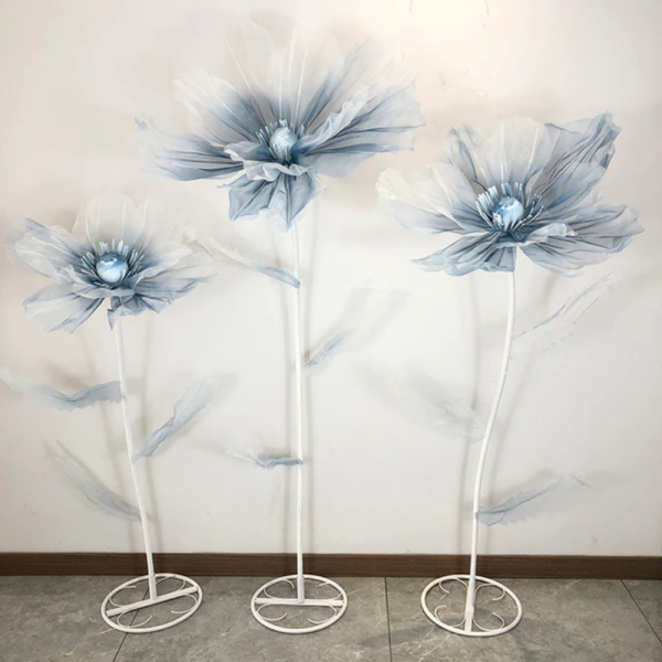 Set of 3 Stands with Silk Gauze Flowers - Choice of Colors!