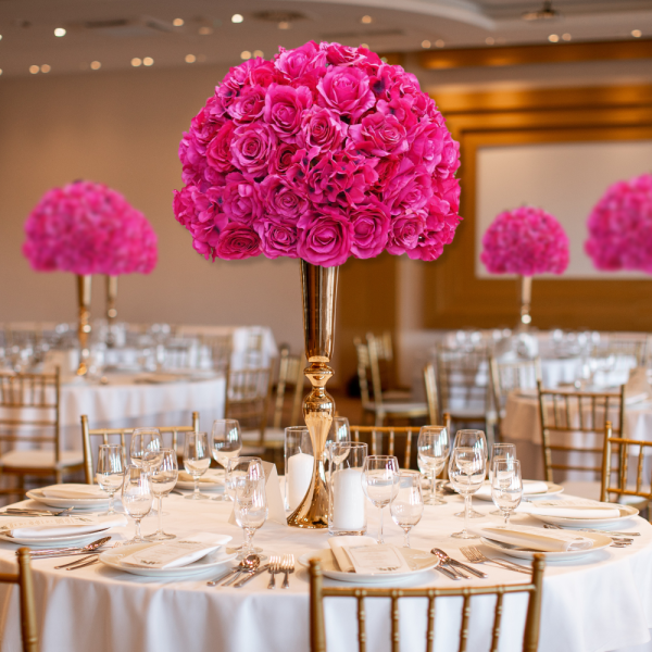 LUXE Hot Pink Rose Hydrangea Table Centerpiece - 24 Inches