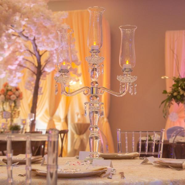 Decostar™ 3 Arm Crystal Candelabra 31 W/ Clear Glass Votive Holders ...