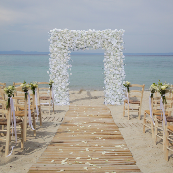 8ft LUXE White & Champagne Cherry Blossom Square Floral Arch with ...