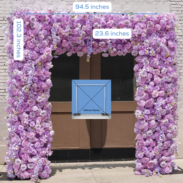 8ft LUXE Purple Wisteria Square Floral Arch with Optional Pipe Kit Frame