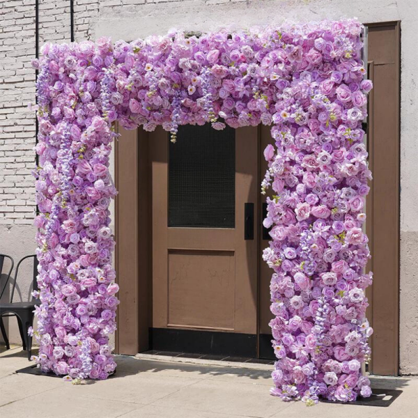 8ft LUXE Purple Wisteria Square Floral Arch with Optional Pipe Kit Frame