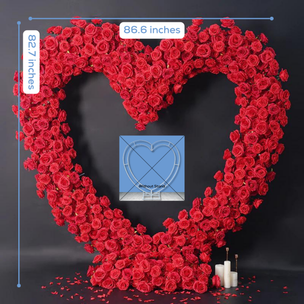8ft LUXE Red Rose Heart Shaped Floral Arch with Optional Frame