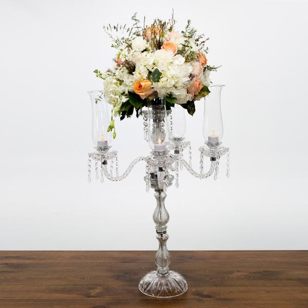 Decostar™ 5 Arm Crystal Candelabra 37 W/ Clear Glass Votive Holders