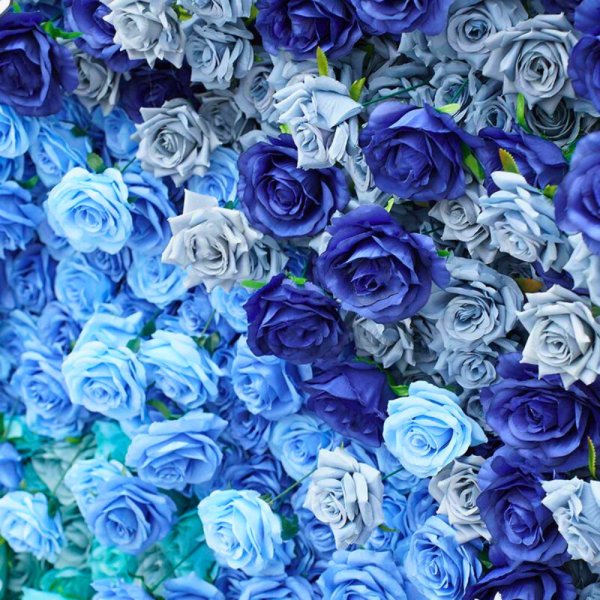 Luxe 5D Gradient Blue Rose & Hydrangea Floral Wall - Roll Up Curtain ...