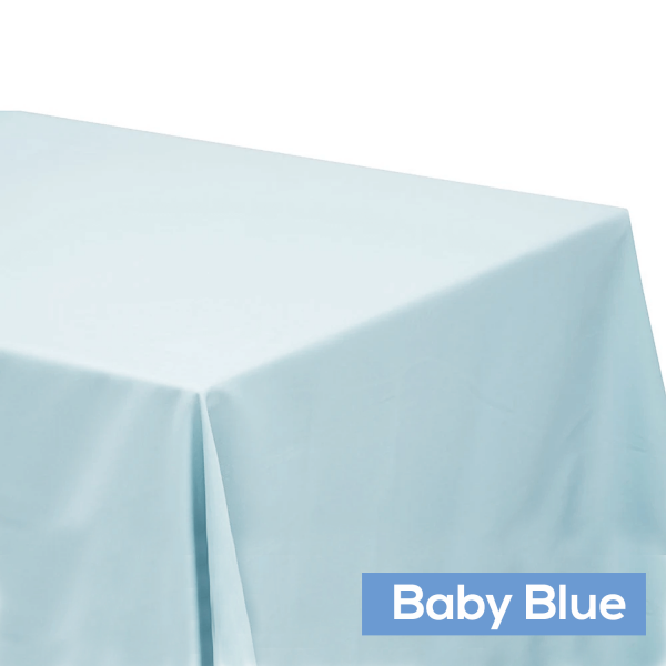 90 x 132 Rectangular Oblong 200 GSM Polyester Tablecloth - Baby Blue