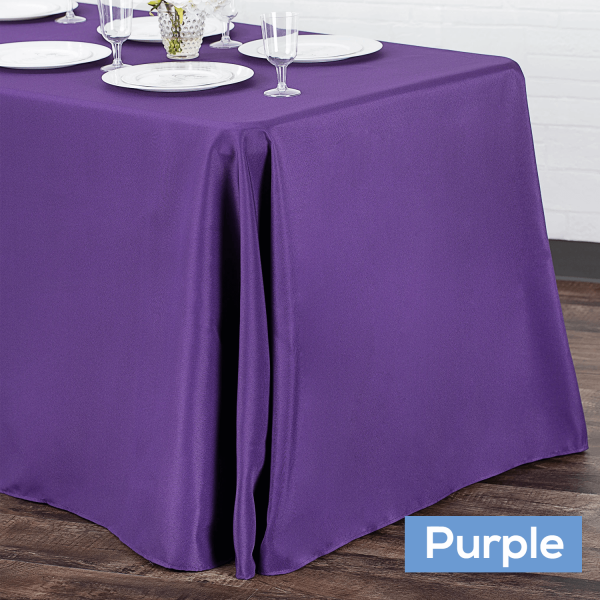 90 x 132 Rectangular Oblong 200 GSM Polyester Tablecloth - Purple