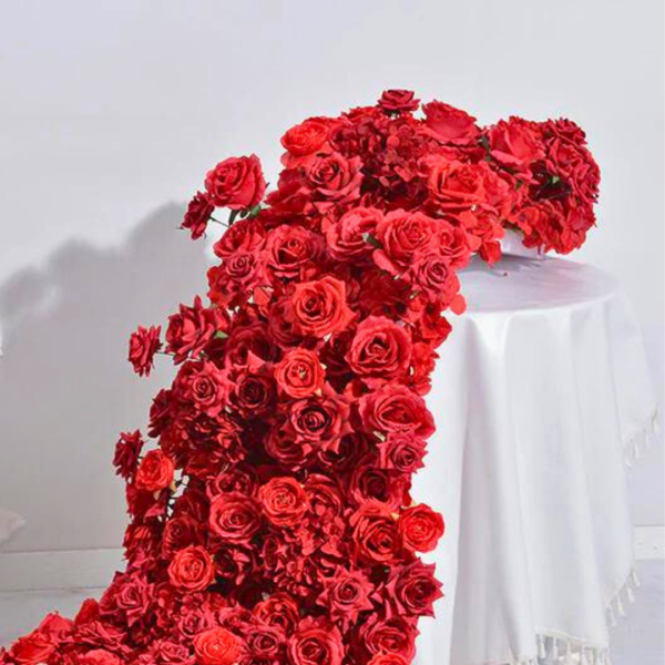 LUXE Romantic Red Rose Table Runner - 78 Inches