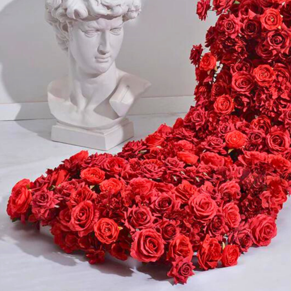 LUXE Romantic Red Rose Table Runner - 78 Inches