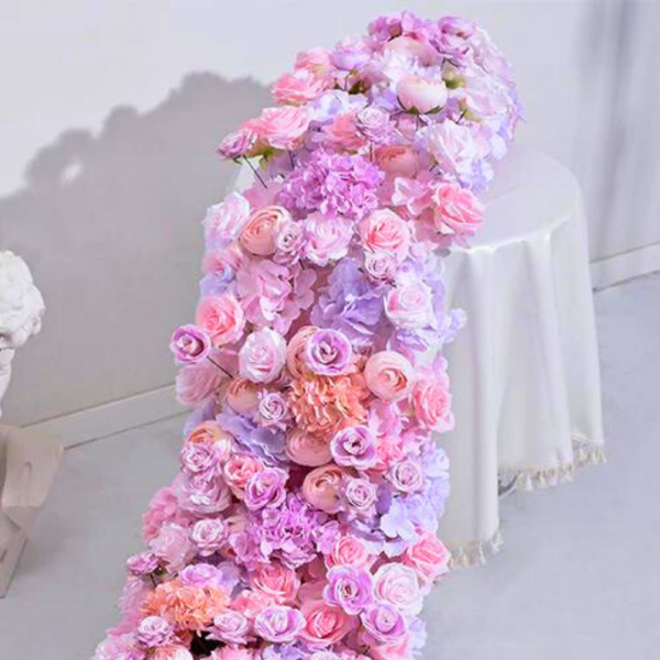 LUXE Romantic Purple & Pink Rose Table Runner - 78 Inches