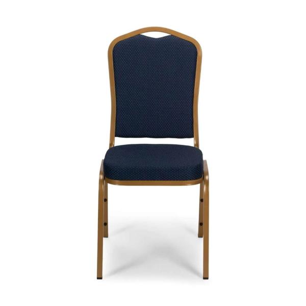 Axiom™ Crown Back Banquet Chair With Gold Frame - Navy Blue Patterned