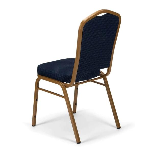 Axiom™ Crown Back Banquet Chair With Gold Frame - Navy Blue Patterned