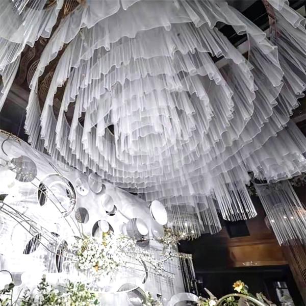 The Double Ruffle™ Tulle Hanging Ceiling Drape - Choose Size