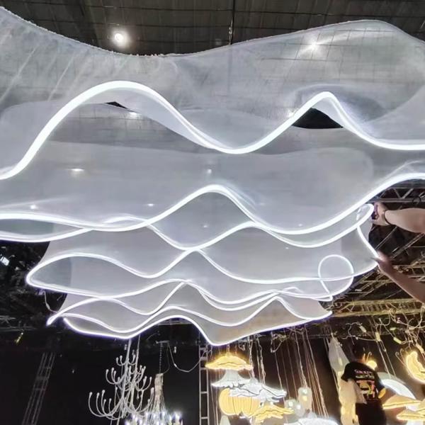 The Ripplewave™ LED Hanging Ceiling Drape Warm or Cool Light - Choose ...