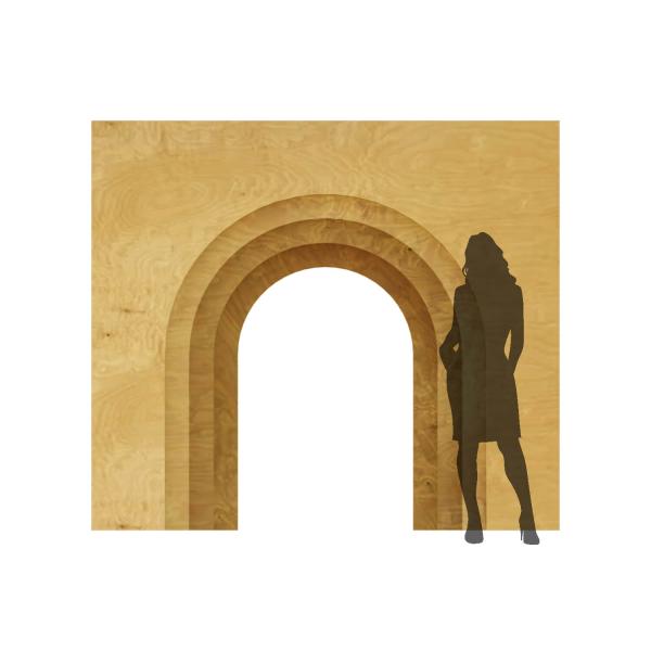 3D Ridge Layered Arch Wall with Square Perimeter