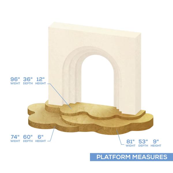 3D Ridge Layered Arch Wall with Square Perimeter & Cloud Stage Platform