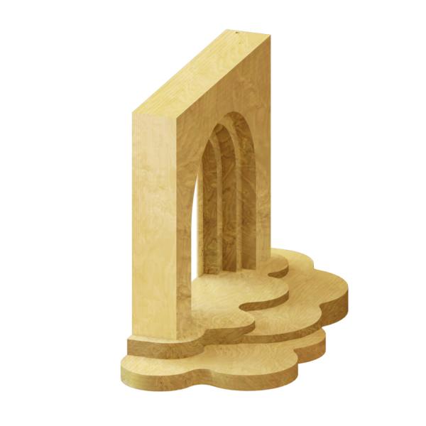 3D Ridge Layered Arch Wall with Square Perimeter & Cloud Stage Platform