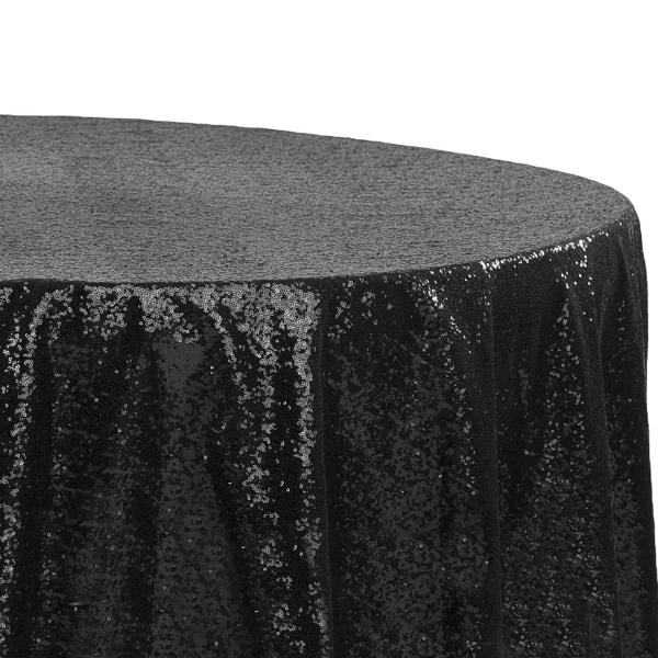 120 Round Sequin Tablecloth - Black