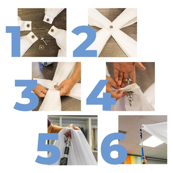 6 Panel Kit - Prefabricated Complete Ceiling Drape Kit - 36ft Diameter ...