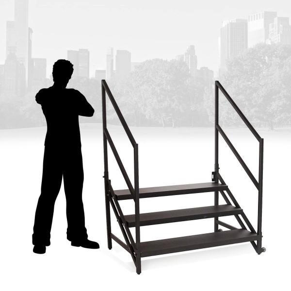 IntelliStage - 32 3-Step Fixed Stairs with Wheels & Handrails
