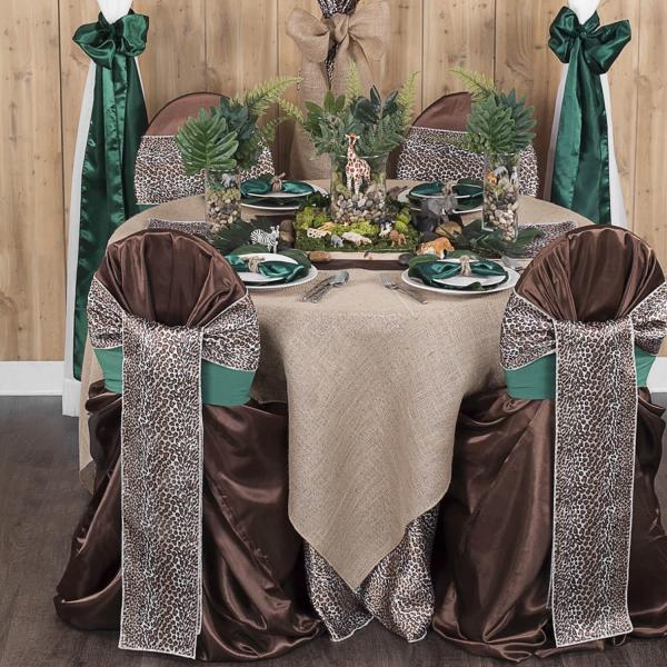 Sleek Satin Tablecloth 120 Round - Leopard Design