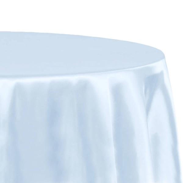 Sleek Satin Tablecloths 132 Round - Baby Blue