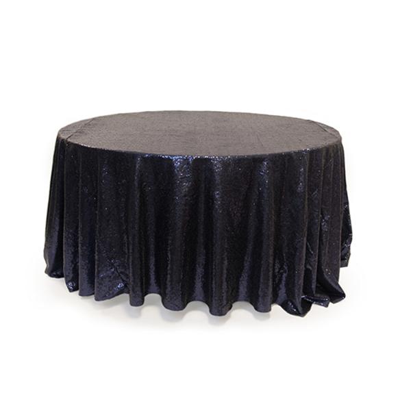 Navy Blue Round Sequin Tablecloth - 126 Round