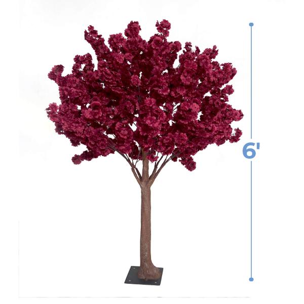 6ft Artificial Hydrangea Bloom Tree — Maroon, 10 Interchangeable ...
