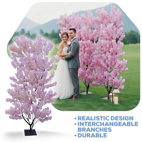 8ft Artificial Hydrangea Tree — Light Pink / Pink, 10 Interchangeable ...
