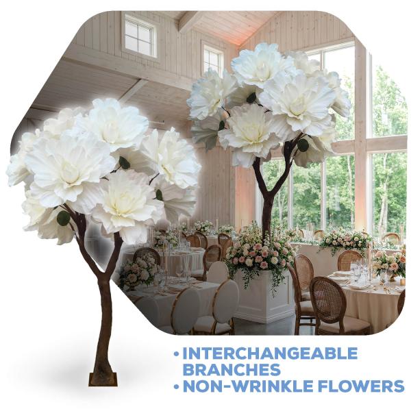 10ft Artificial Jumbo Floral Tree — White, 15 Interchangeable Branches ...