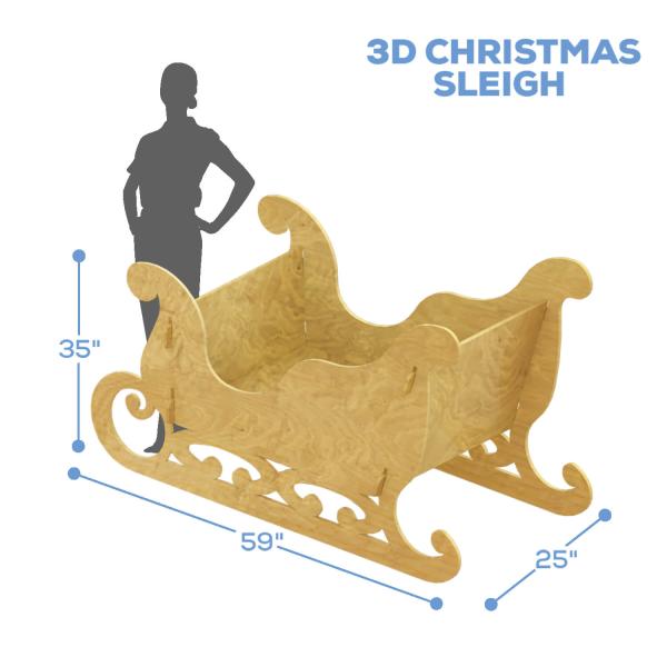 Large Collapsible 3D Christmas Sleigh