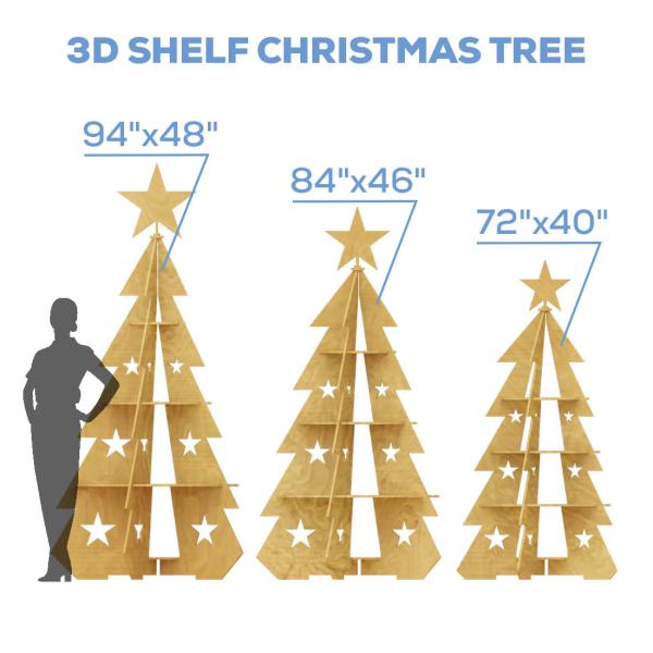 Large Collapsible 3D Christmas Tree with Shelves - Select Your Size!