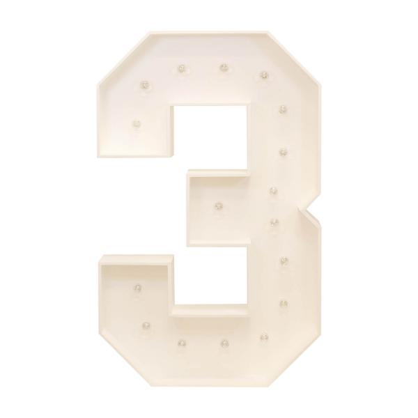 Wood Marquee - BOLD FONT - Number 3 - 4ft Tall