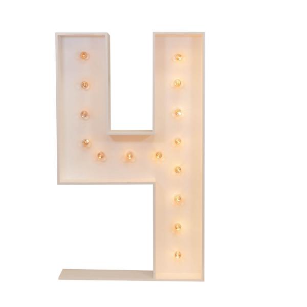 Wood Marquee - BOLD FONT - Number 4 - 4ft Tall