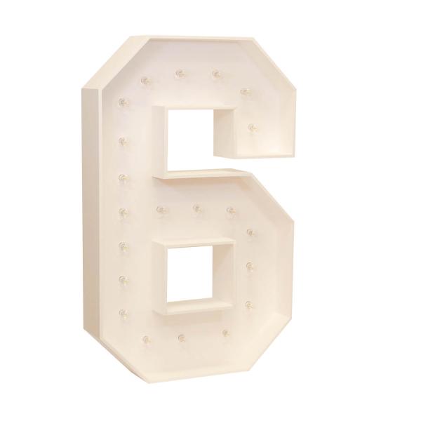 Wood Marquee - BOLD FONT - Number 6 - 4ft Tall