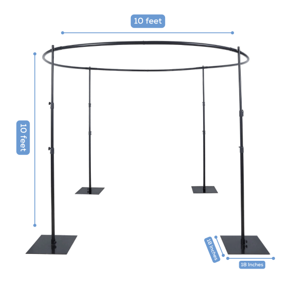 10ft Adjustable 4-Post Black Metal Round Canopy Backdrop Stand ...