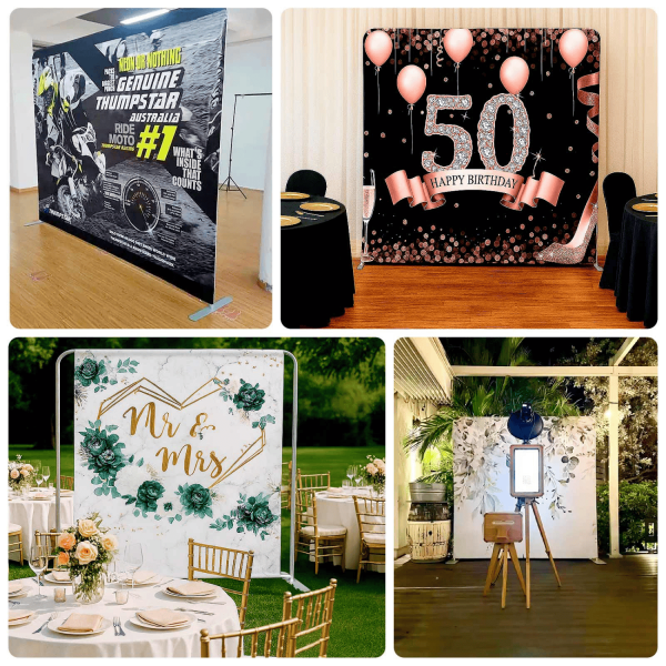 8ft W x 8ft H – Aluminum Pillowcase Backdrop Stand with Rounded Corners ...