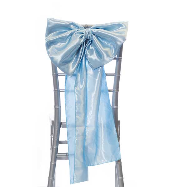 14 Satin Bow Chair Accent - Baby Blue