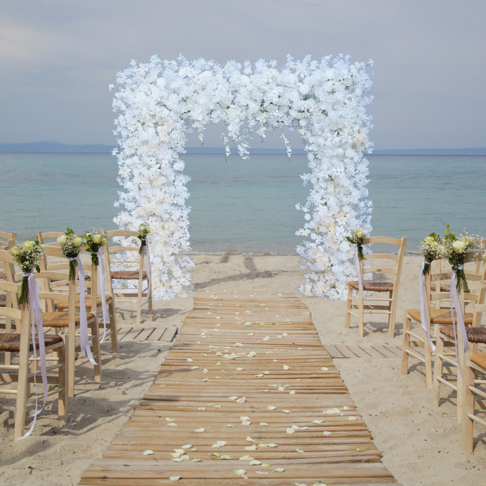 8ft LUXE White Rose, Hydrangea, Green Leaves Mixed Floral Arch with ...