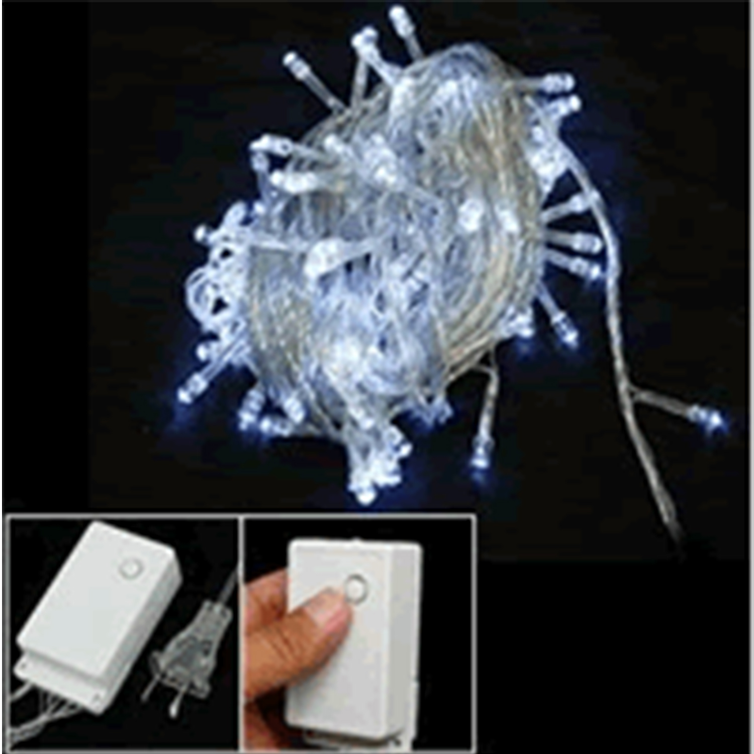 32ft Cool White LED Light Strand. Plug-In Style w/8 Light Programs (100 ...