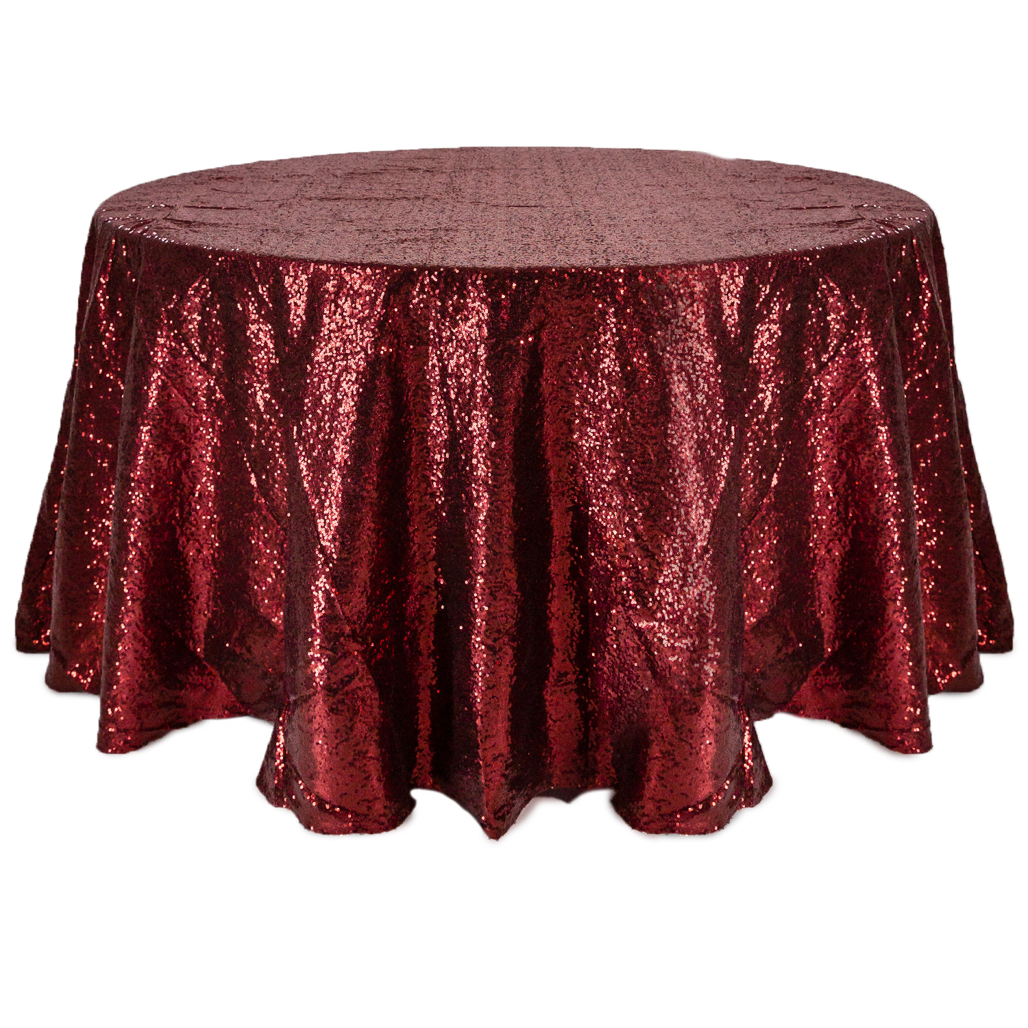 Burgundy Round Sequin Tablecloth by Eastern Mills - 126 Round