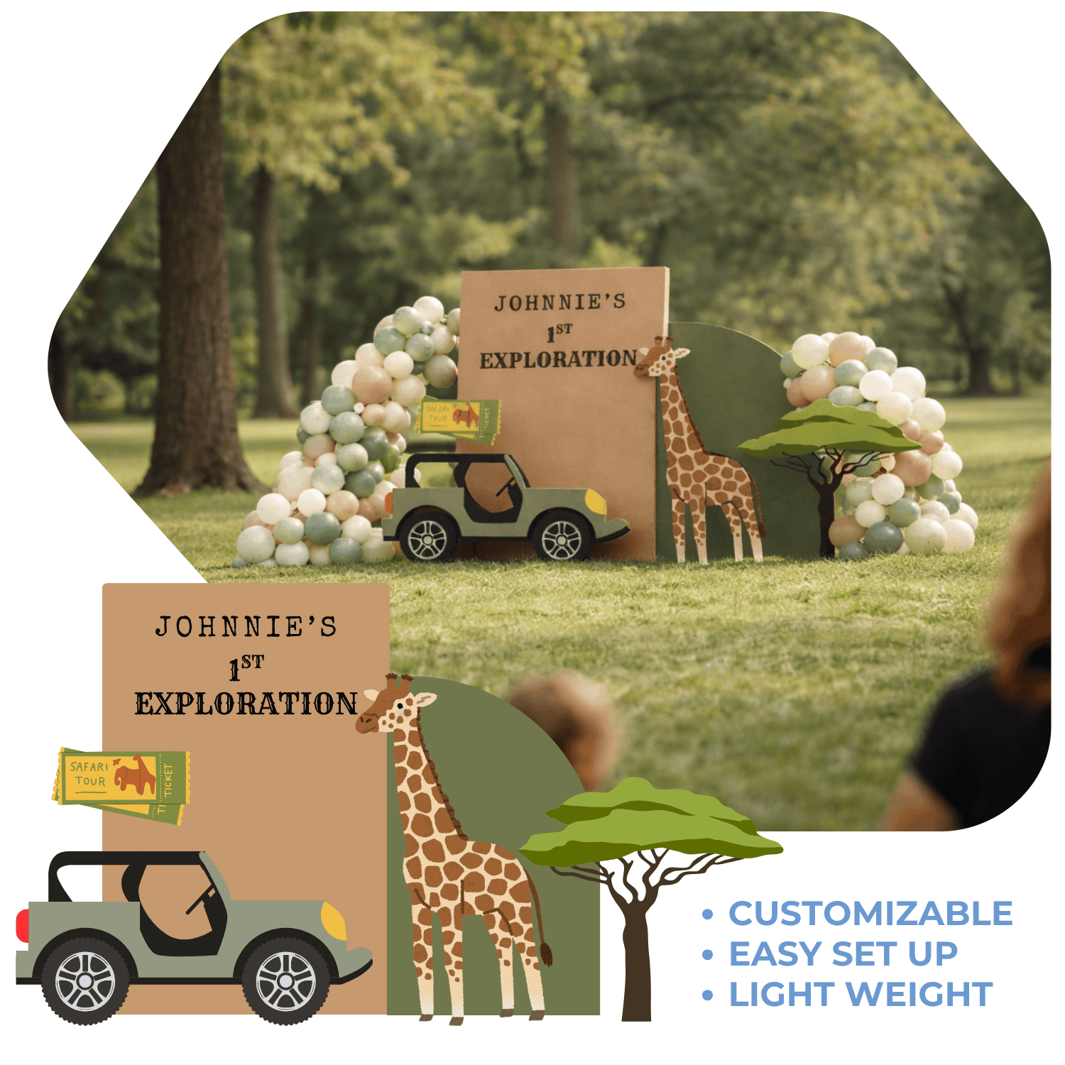 Safari Birthday Foam Core Backdrop Kit by PopScene™