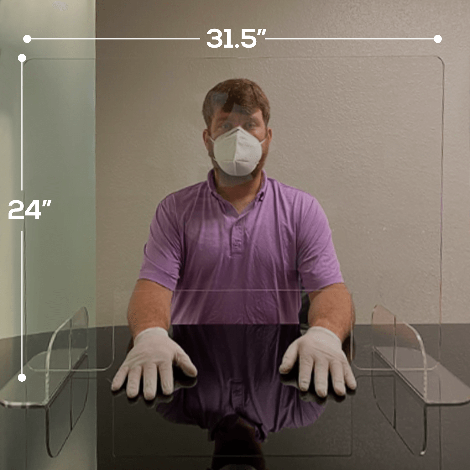 Nail Salon Contact Barrier Shield - Portable Clear Acrylic - 24H x 31.5W