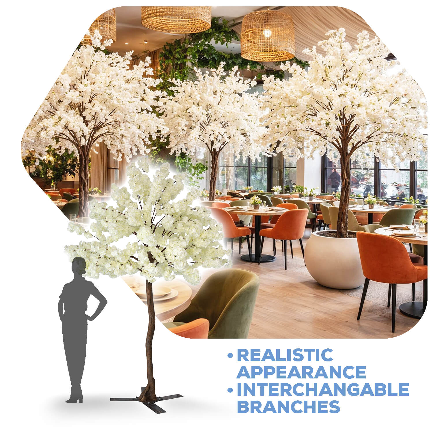 9ft Artificial Hydrangea Bloom Tree — White, 19 Interchangeable ...