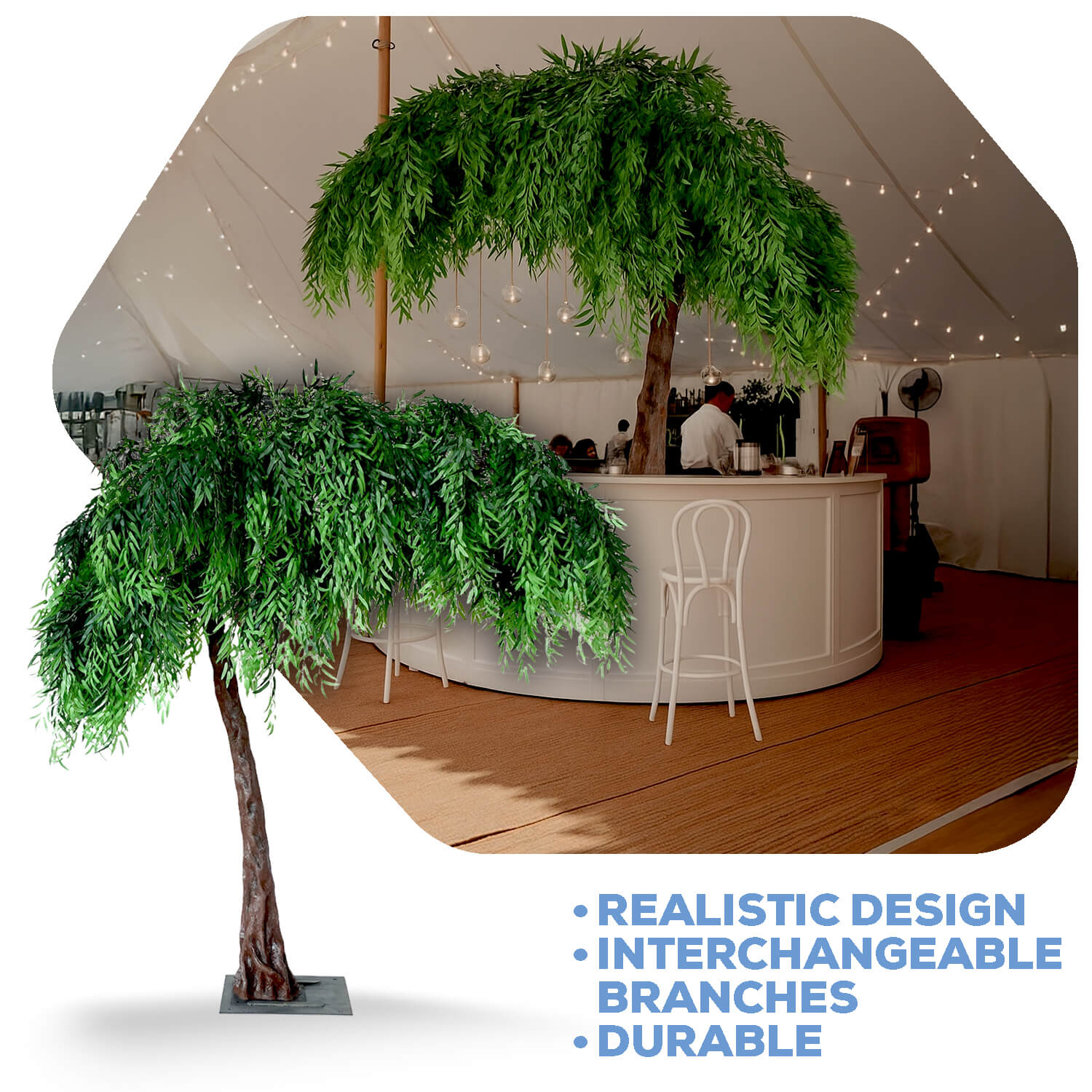 11ft Artificial Green Willow Tree, 27 Interchangeable Branches ...